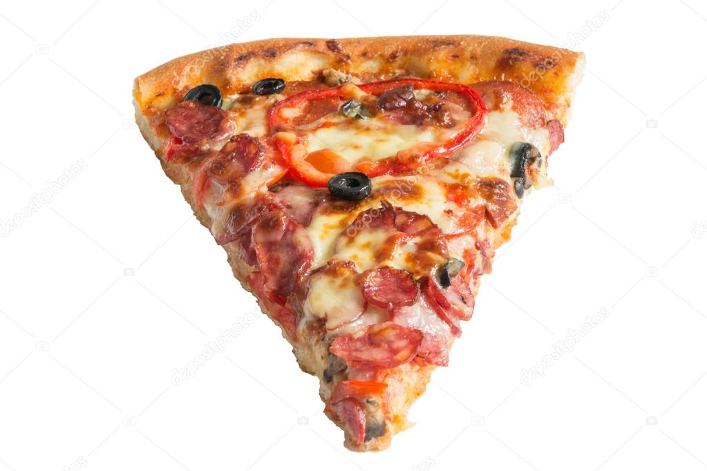 One slice of pizza on a white — Stock Photo © kurgu128.mail.ru #106942408