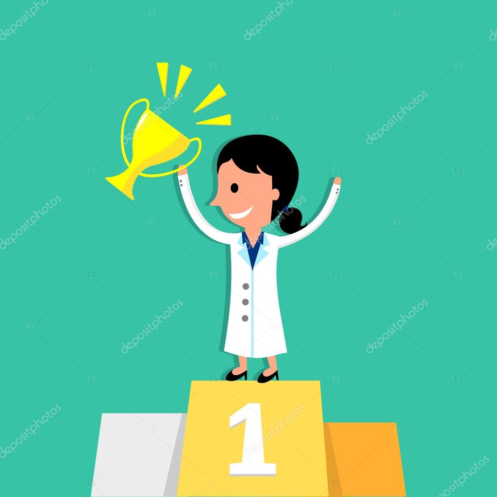 Female Doctor Winning A First Prize Trophy Stock Vector by ©Feuerbach ...