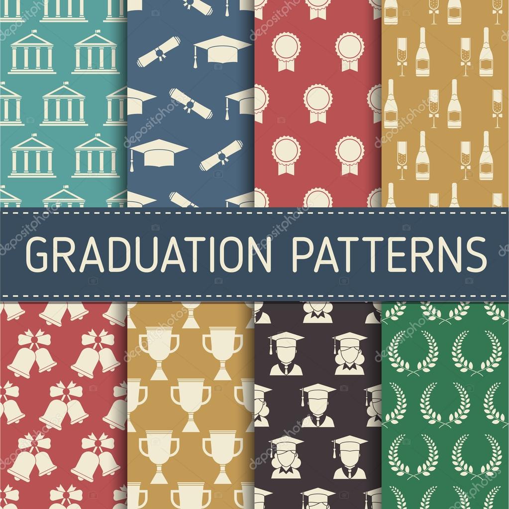 Seamless Graduation Celebration Patterns Stock Vector Image by ...