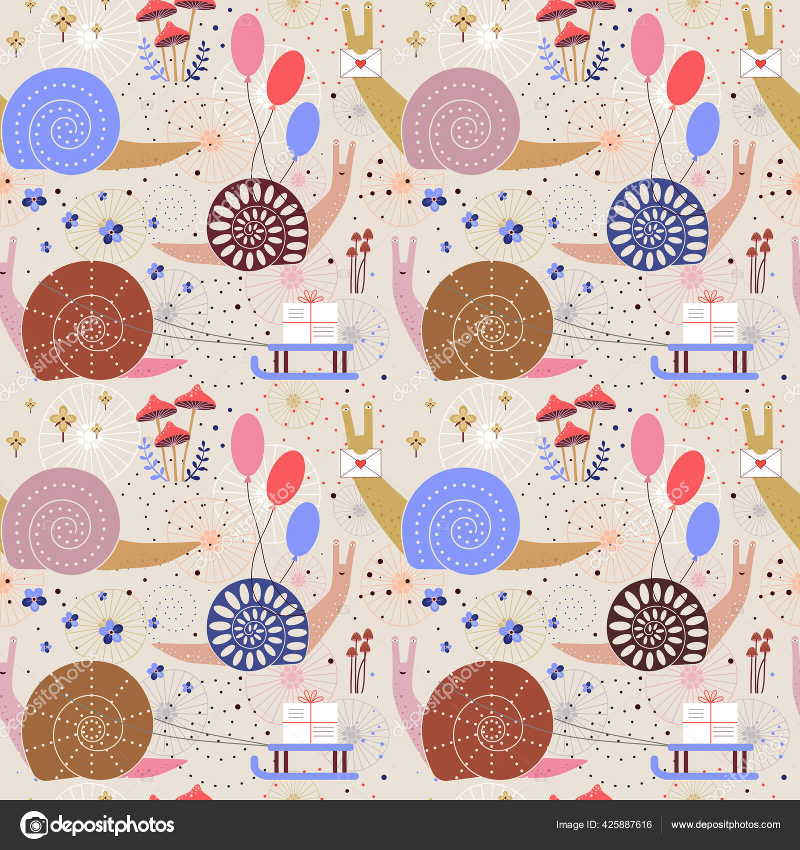 Snail Mail Delivery Seamless Pattern Stock Vector Image by ©krugli86 ...