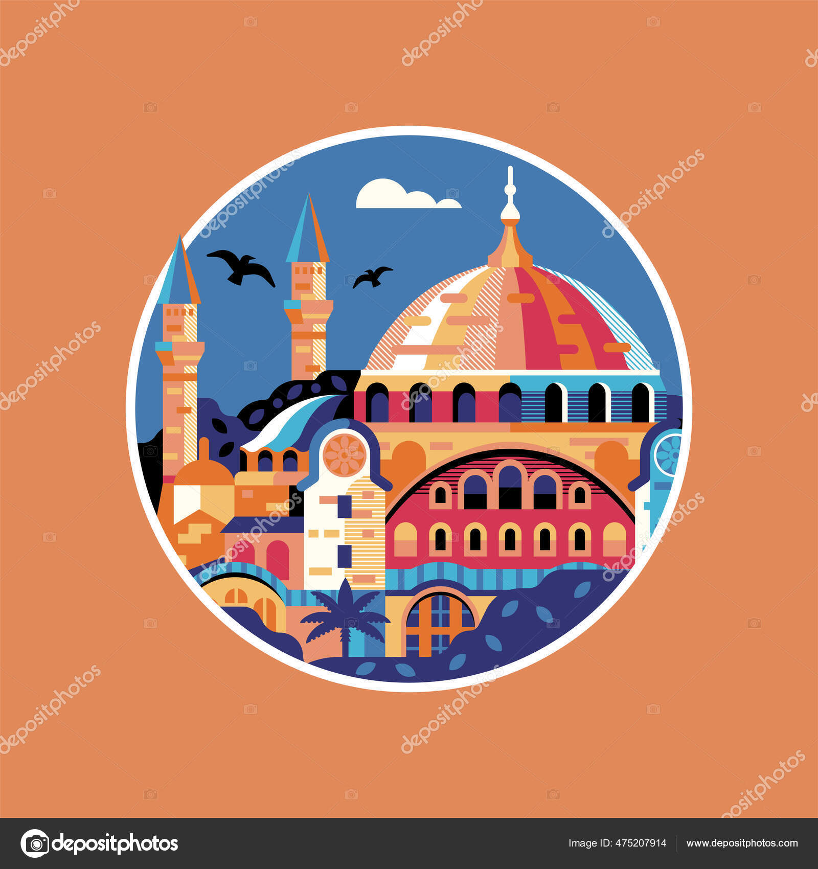 Istanbul Hagia Sophia Circle Icon in Flat Stock Vector by ©krugli86 ...