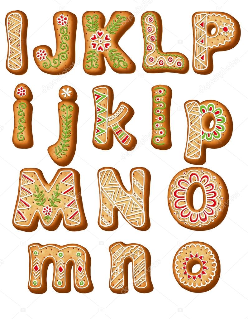 English gingerbread alphabet. ABC Christmas cookies. — Stock Photo ...