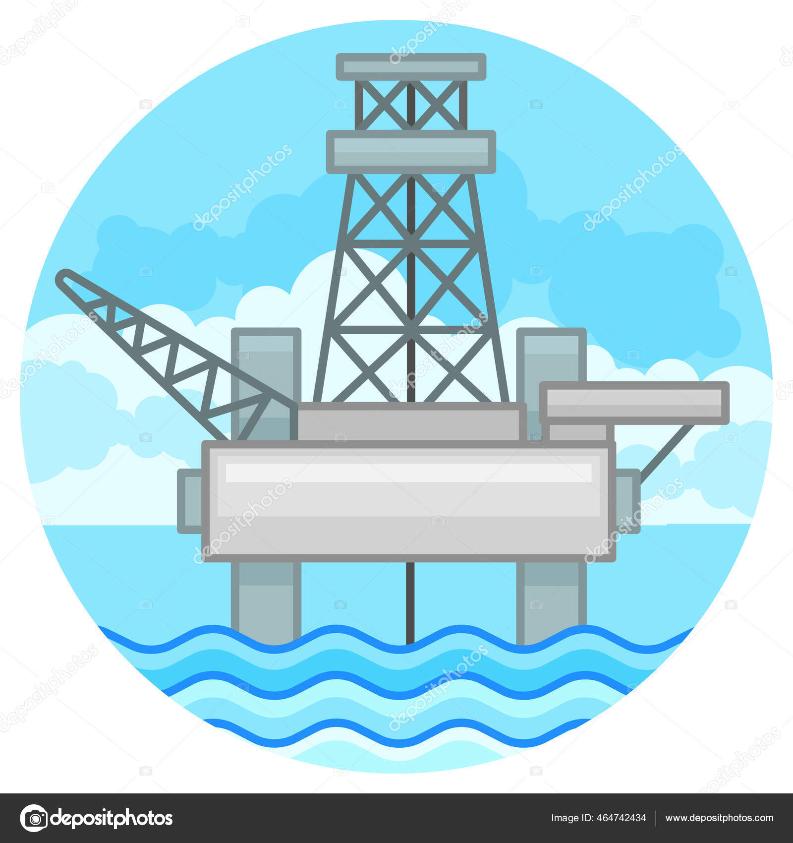 Producción Petróleo Alta Mar Plataforma Perforación Sobre Agua Ilustración Estilo Vector de ...