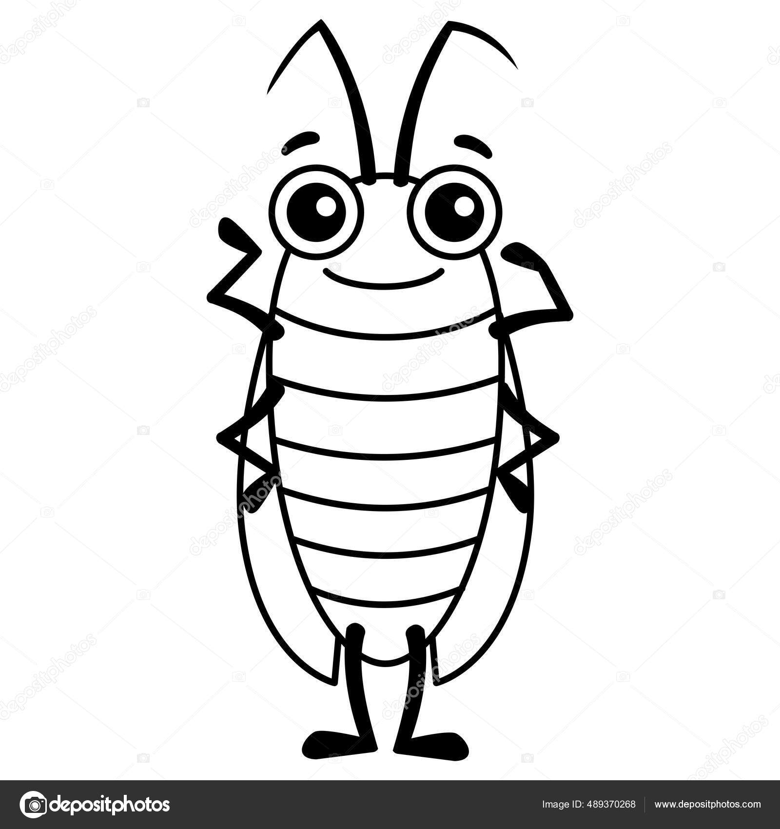 Barata Engraçada Inseto Para Colorir Estilo Desenho Animado Vetor de ...