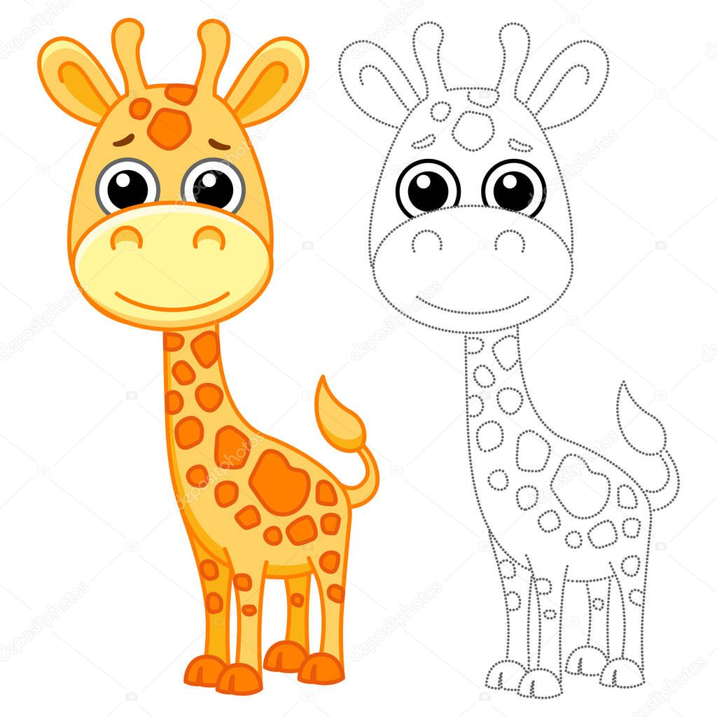 Animal para colorear para ni os libro para colorear. Jirafa divertida en un estilo de dibujos ...