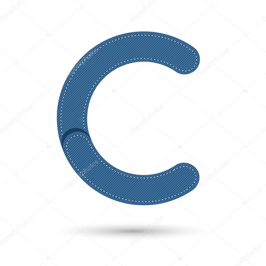 C font vector with blue Jeans on White background, Futuristic fo Stock ...