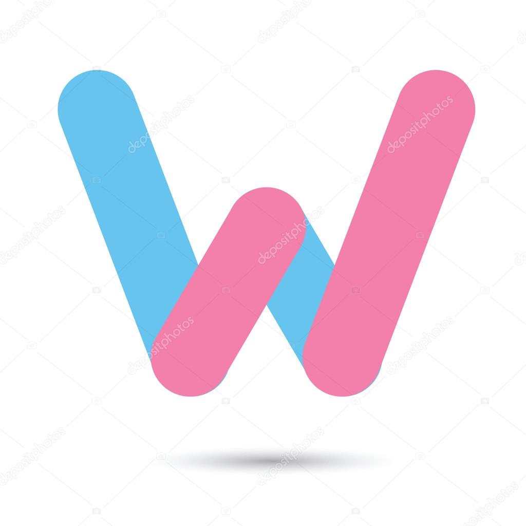 W font vector with blue and pink color on White background, Futu Stock ...