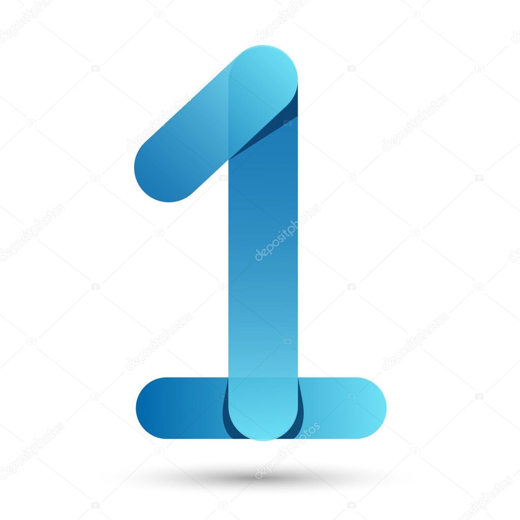 Number One Papercut style with blue color on white background Stock ...