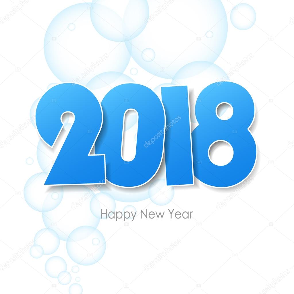Happy new year 2018 greeting card. water bubbles background, — Stock ...