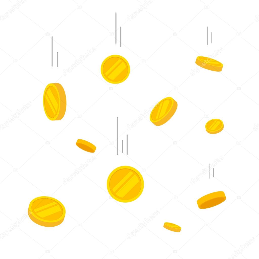Coins falling vector illustration, gold money flying Stock Vector by ©vladwel #110075496