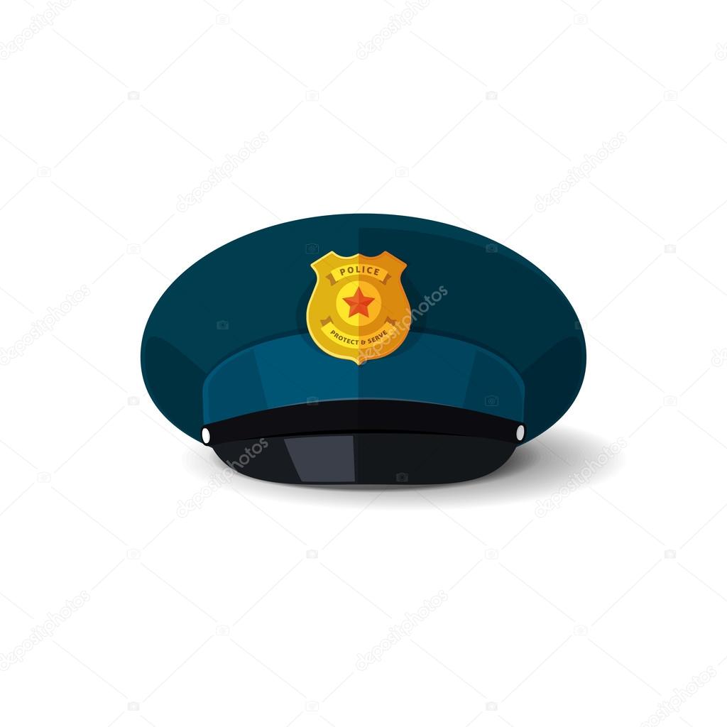 Police hat vector illustration, officer cop cap with badge Stock Vector ...