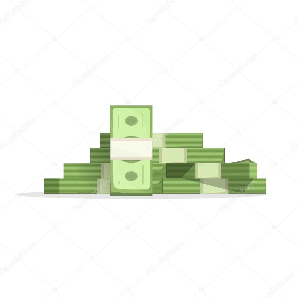 Big money pile vector, heap of cash flat cartoon isolated Stock Vector ...