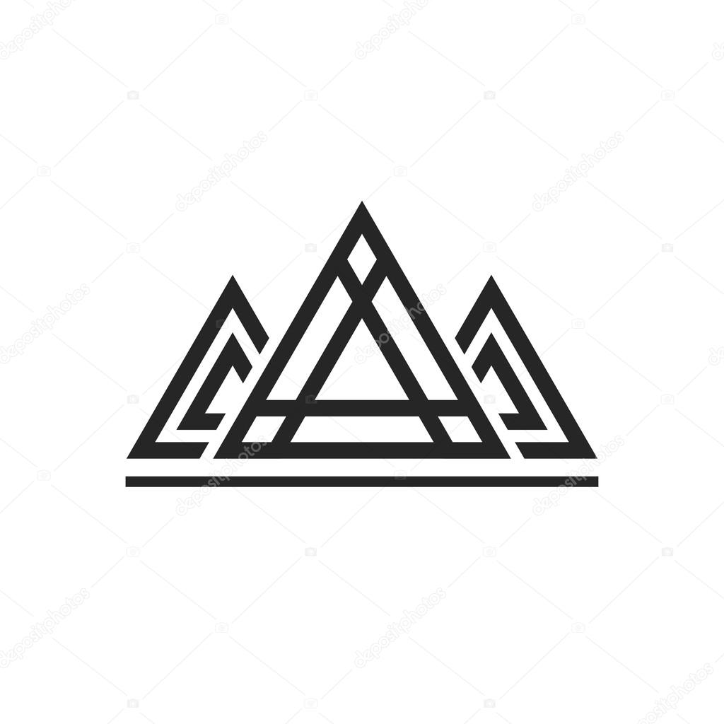 Signo de logotipo de triángulos de geometría sagrada abstracta aislada ...