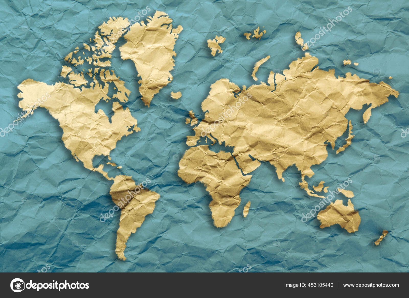 World Map Relief Recylcled Paper Composite Concept Global Ecology ...
