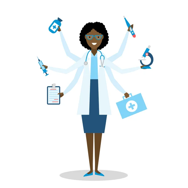 Multitasking doctor standing on white. Stock Vector Image by ©inspiring ...