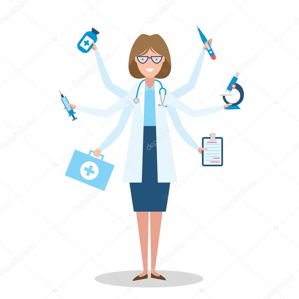 Multitasking doctor standing on white. Stock Vector Image by ©inspiring ...