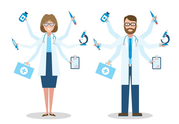 Multitasking doctor standing on white. Stock Vector Image by ©inspiring ...