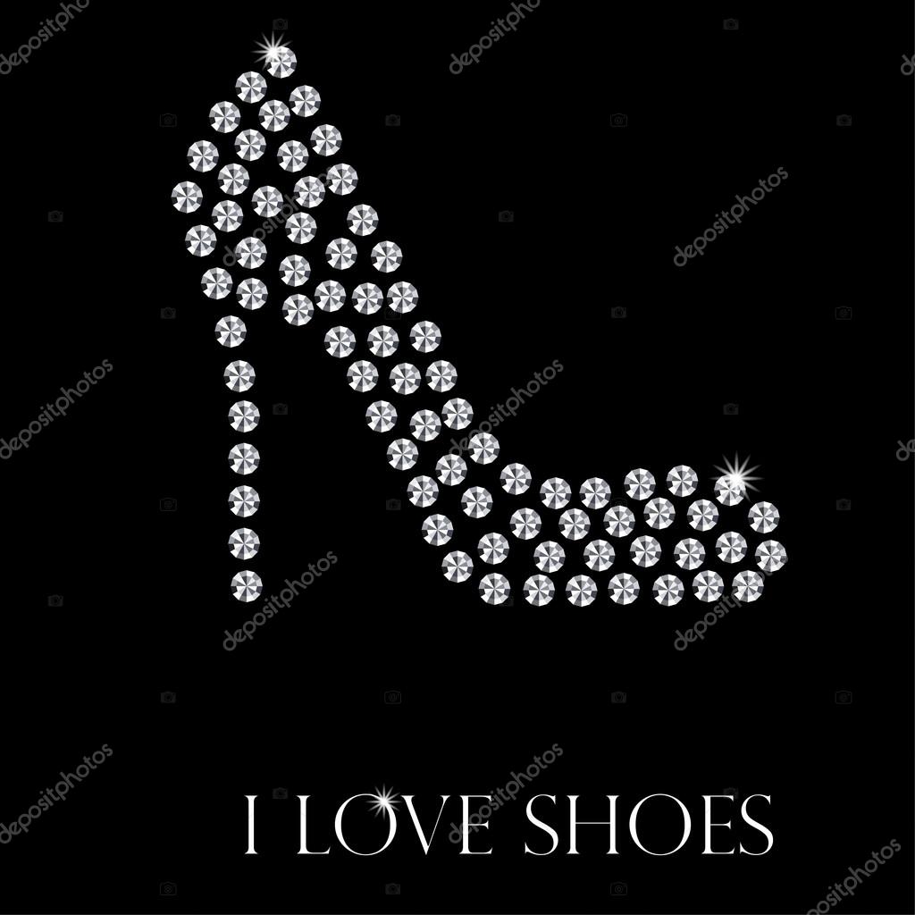 Silhouette shoes diamond on a black background . Stock Vector Image by ...