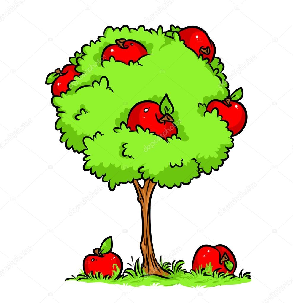 Apple tree Harvest Big Apple cartoon Stock Illustration by ©Efengai ...