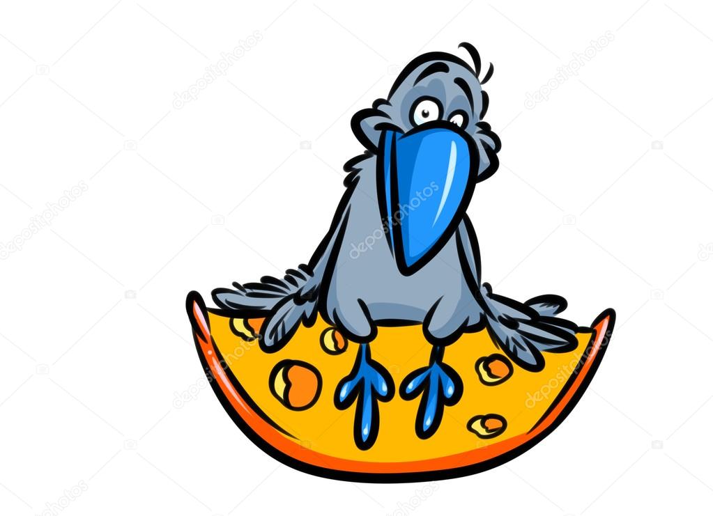 Crow cheese fable cartoon Stock Illustration by ©Efengai #105553856
