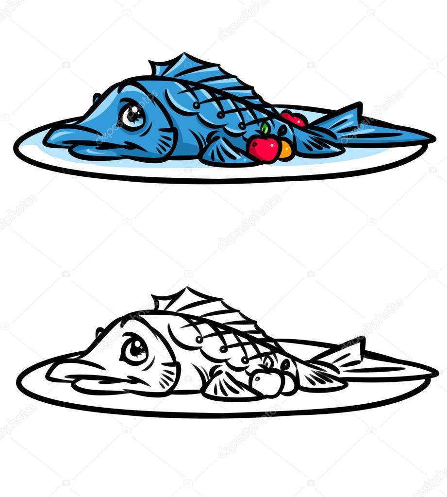 Fish food plate Stock Illustration by ©Efengai #105557100