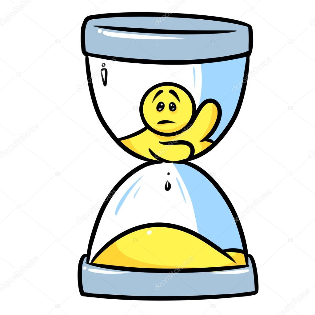 Smiley Charakter Zeit ist bis Sanduhr Cartoon-Stockillustration von ...