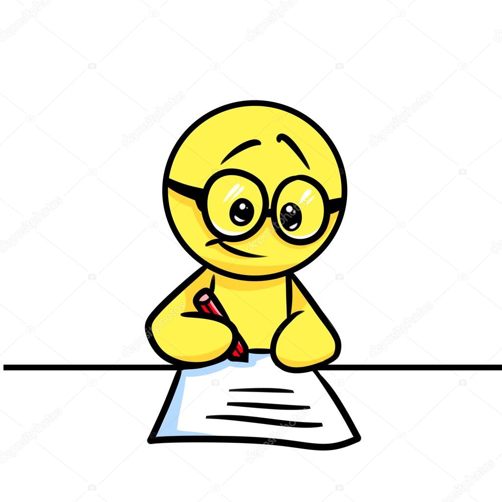 Smajlík chytrý píše texty papíru kreslený — Stock Fotografie © Efengai ...