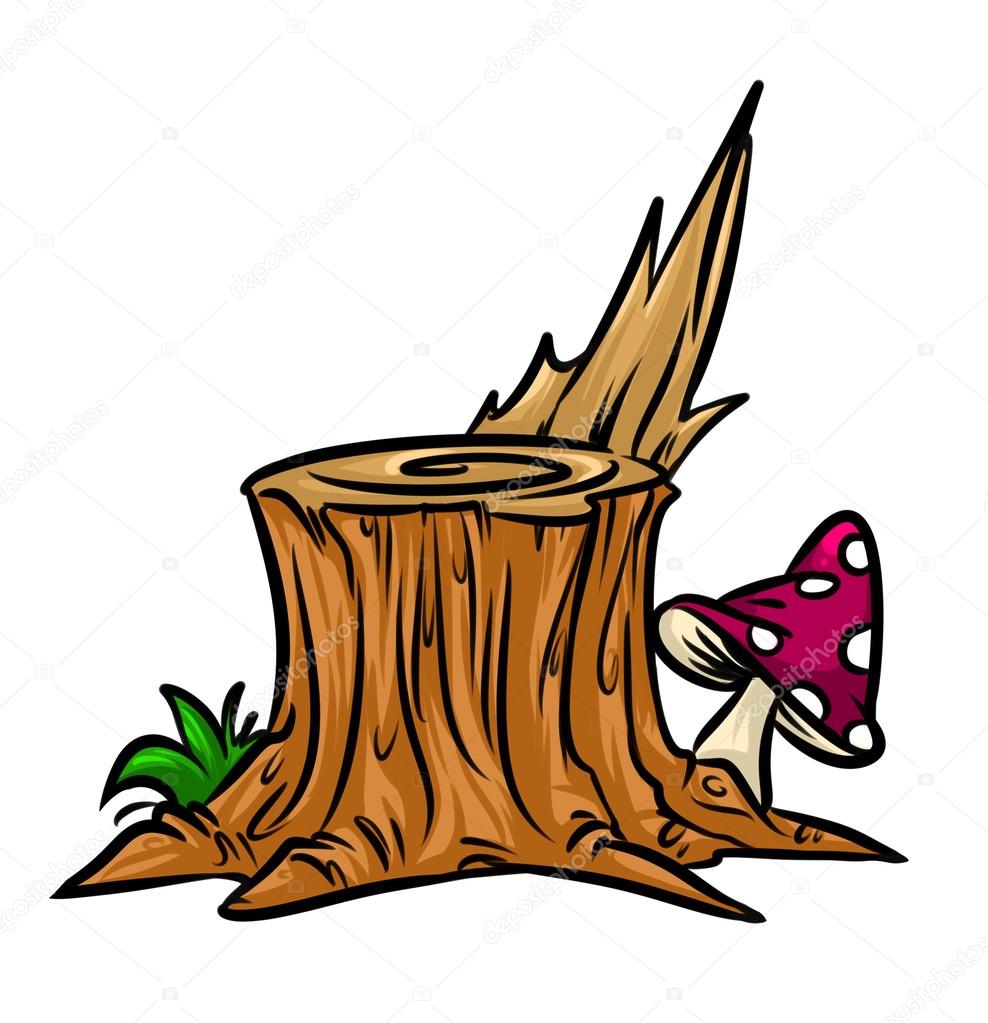 Tree stump cartoon Stock Illustration by ©Efengai #106256636