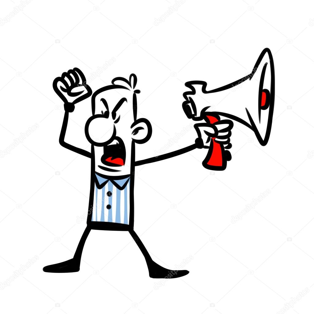 Character man megaphone screaming Stock Illustration by ©Efengai #112569504