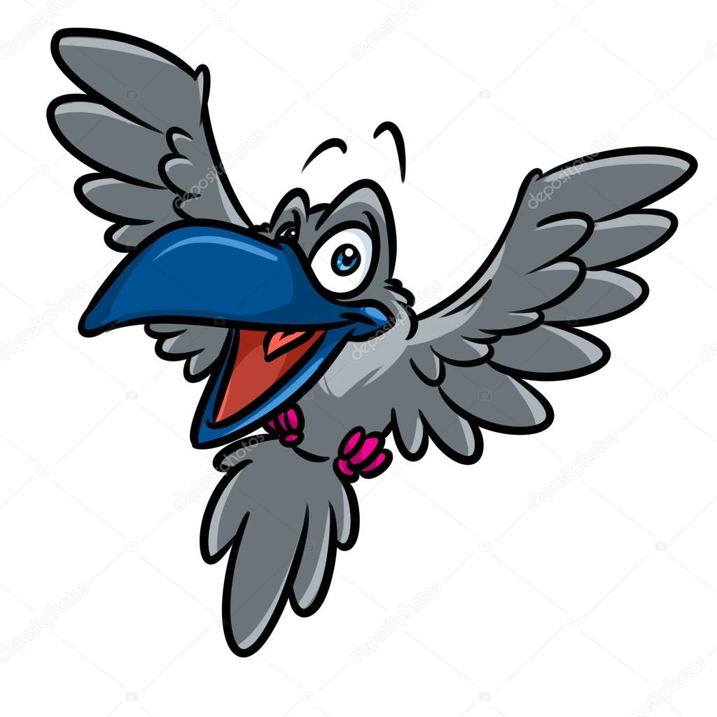 Raven bird flying cartoon illustration Stock Illustration by ©Efengai ...