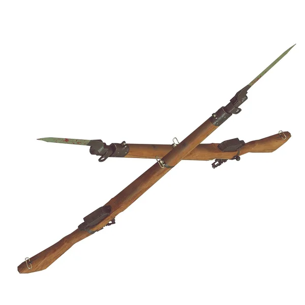 Old rifles 3D illustration. cross weapons. icon guns. cracked wood ...