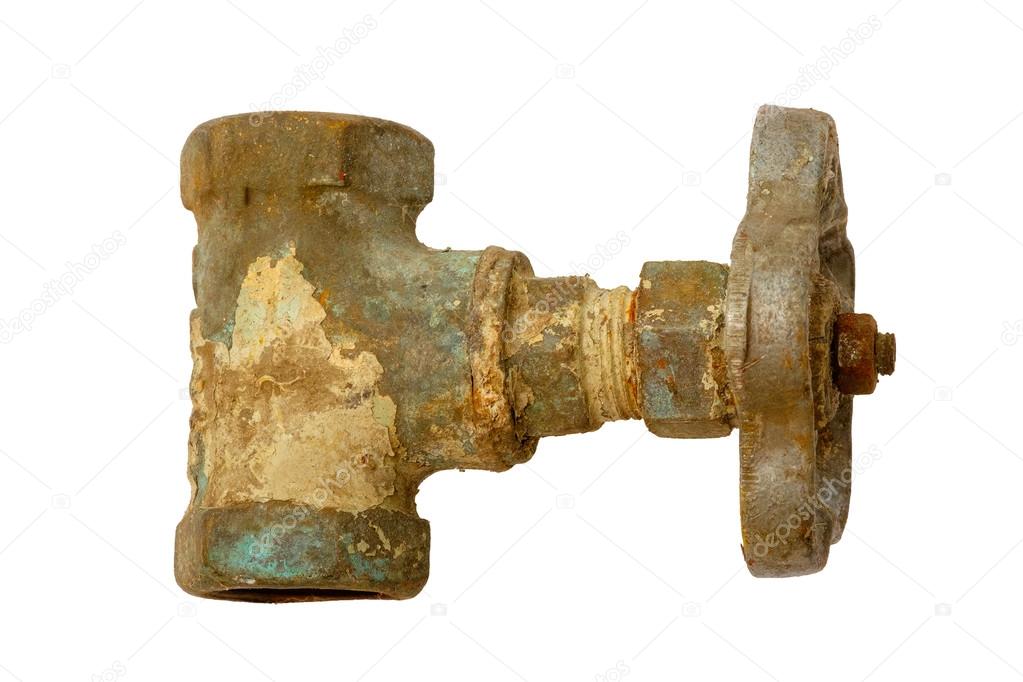 Old rusty valve isolated on white — Stock Photo © fortsite #120369088