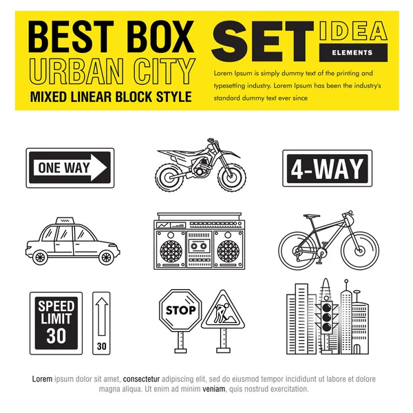 Modern best box urban city elements set ideas Stock Vector Image by ...