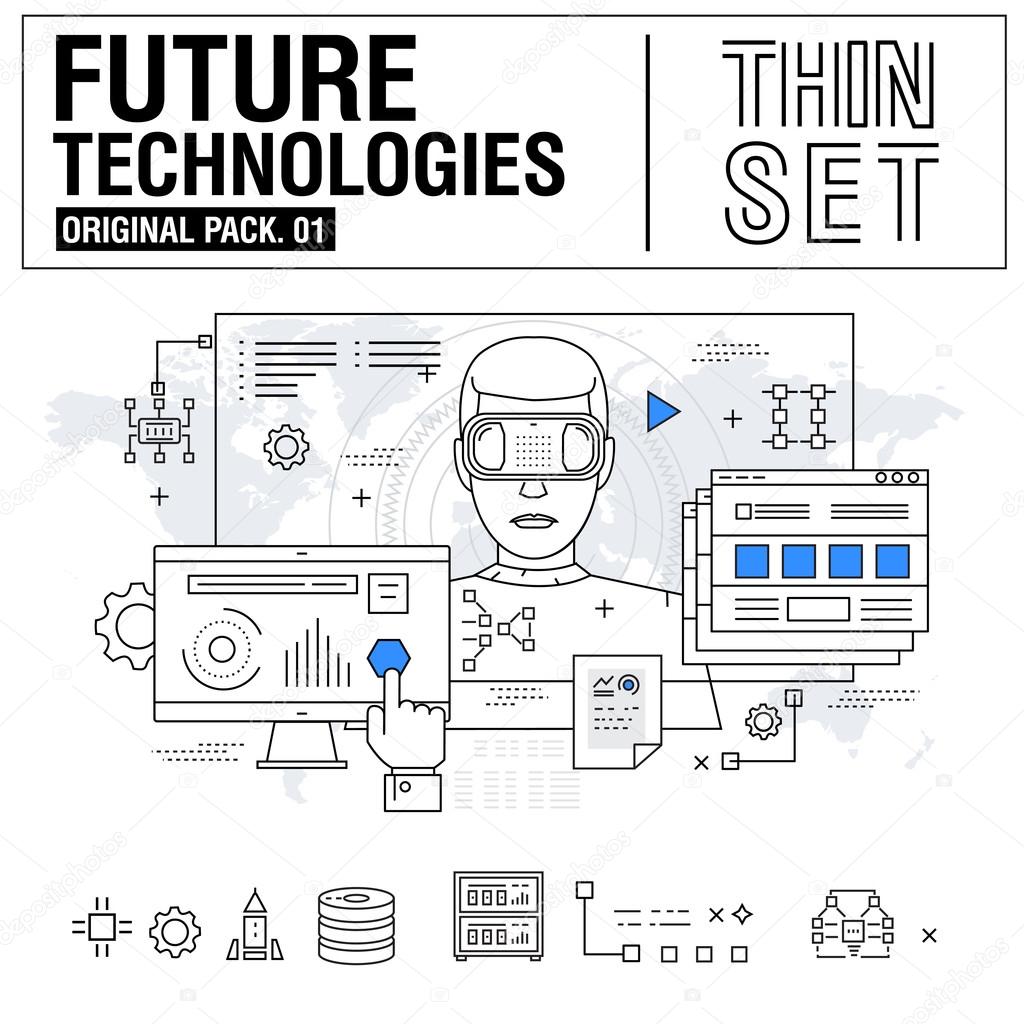 New modern thin line icons set technology of future Stock Vector Image ...