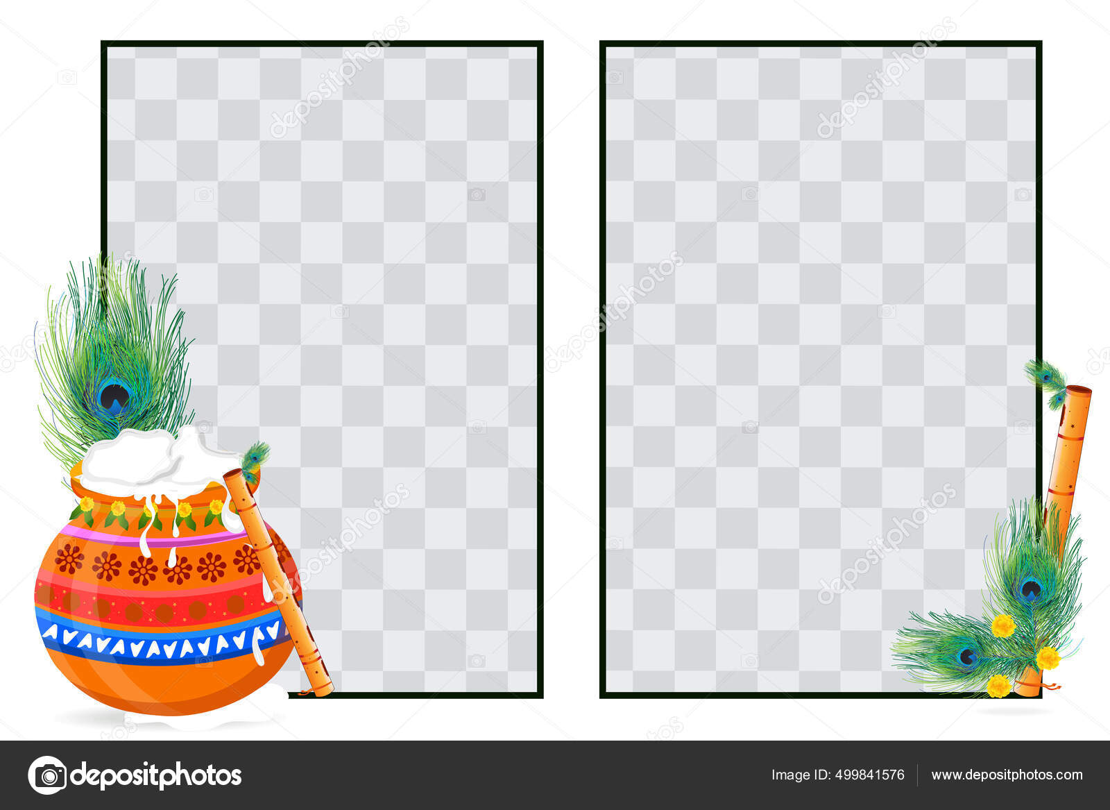 Happy Krishna Janmashtami Festival Card Frame Backgrounds Stock Vector ...