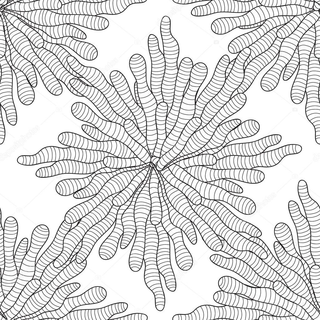 Seamless zentangle seaweed wave hand drawn pattern, waves background ...
