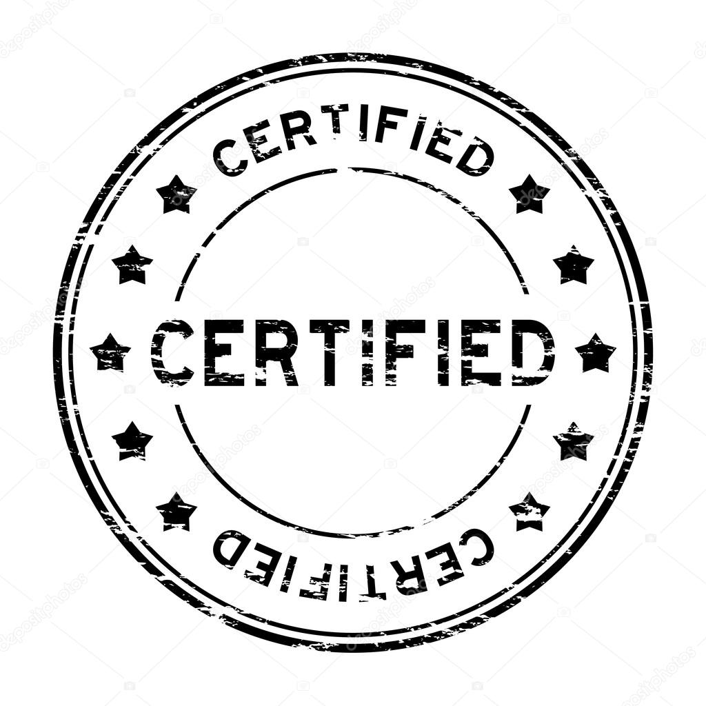 Grunge black round certified stamp with star on white background Stock ...