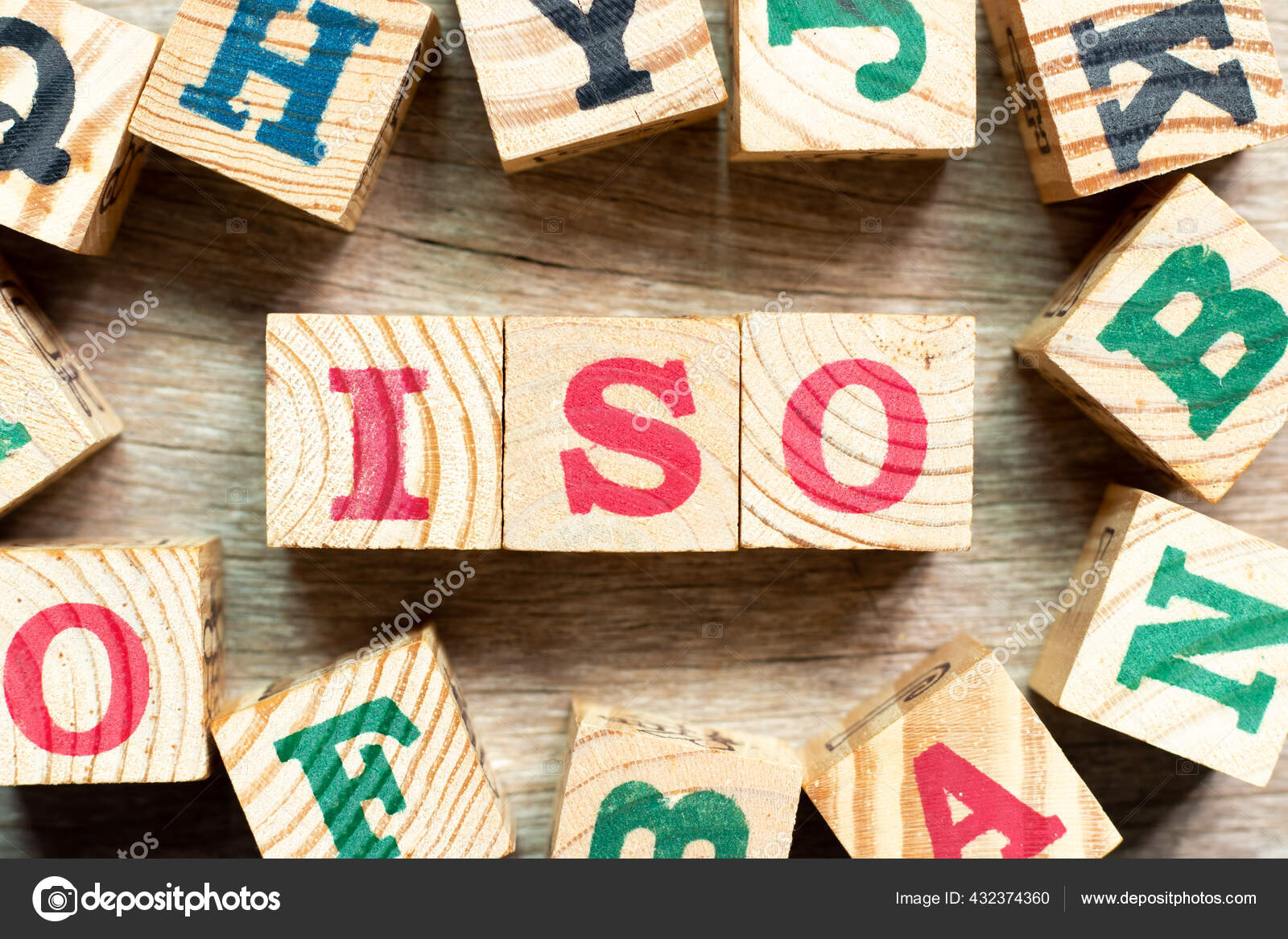 Alphabet Letter Block Word Iso Another Wood Background Stock Photo by ...