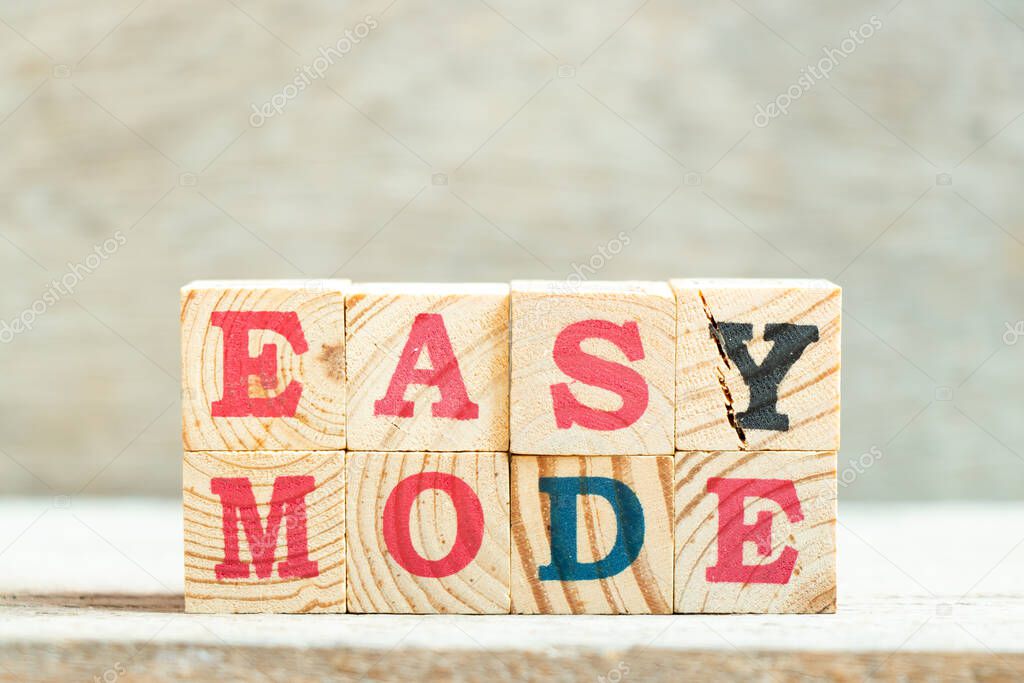 Alfabeto bloque de letras en modo de palabra fácil sobre fondo de ...