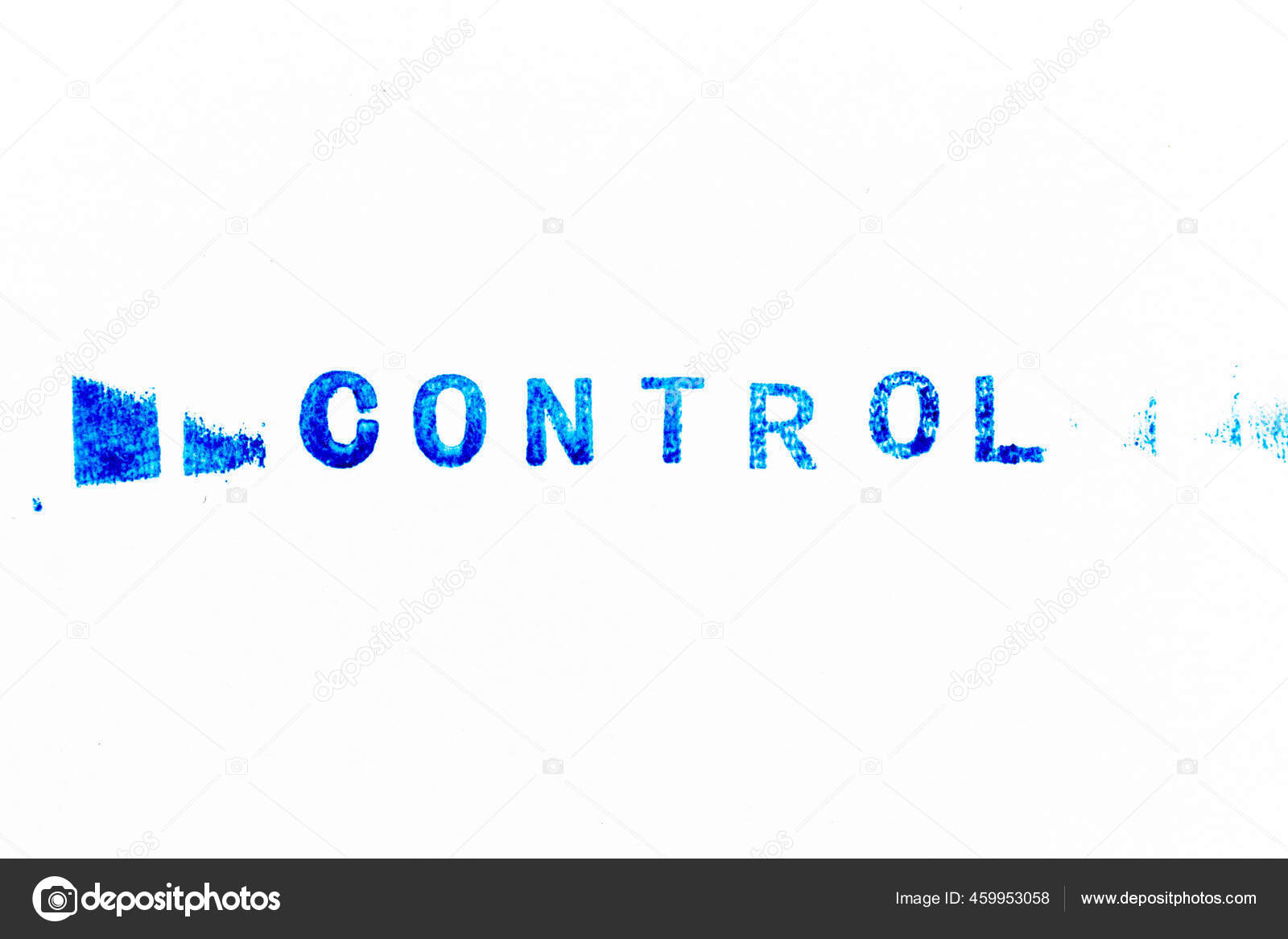 Blue Color Ink Rubber Stamp Word Control White Paper Background — Stock ...
