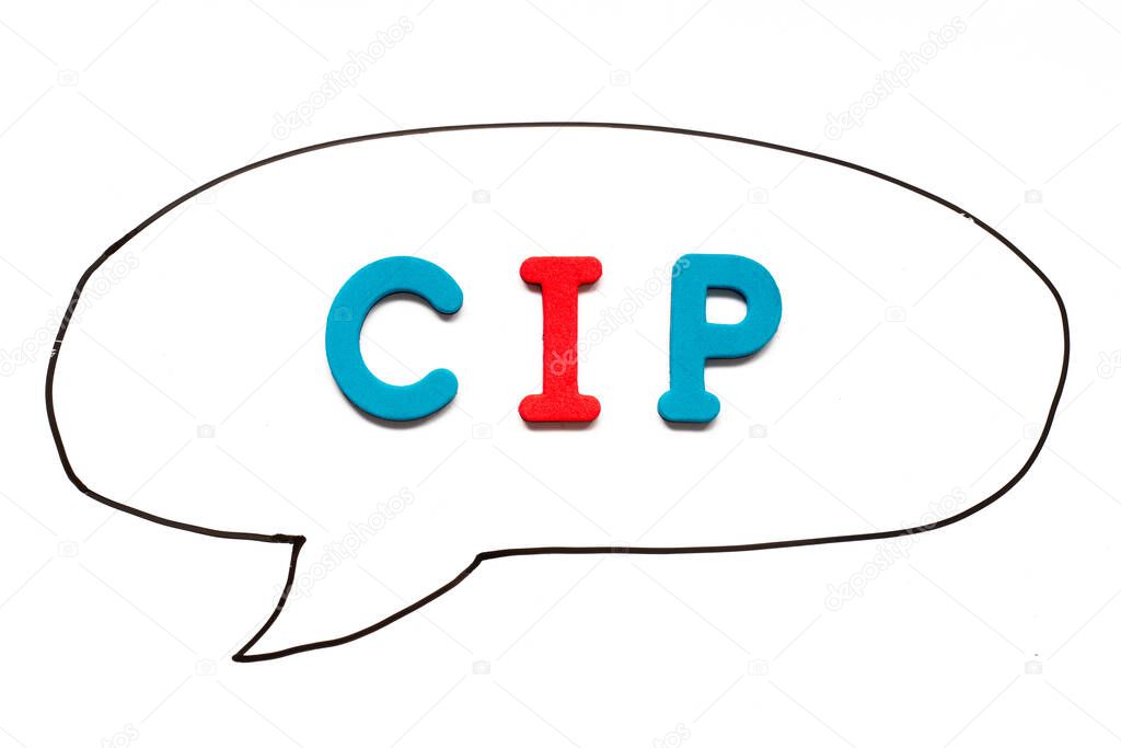 Letra del alfabeto con palabra CIP (Abreviatura de transporte y seguro ...