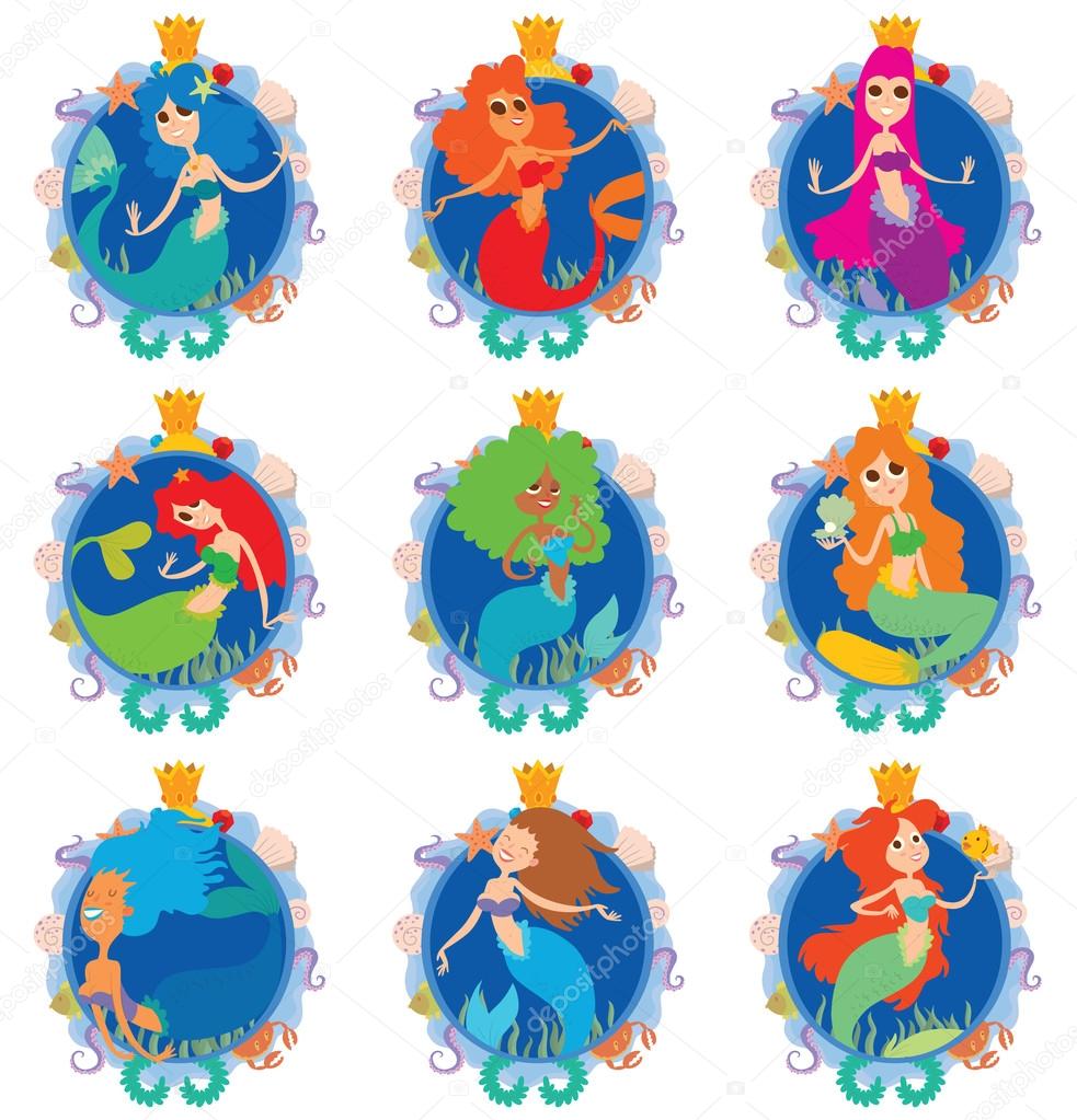 Set of frames with mermaids Stock Vector Image by ©tannilion.gmail.com ...