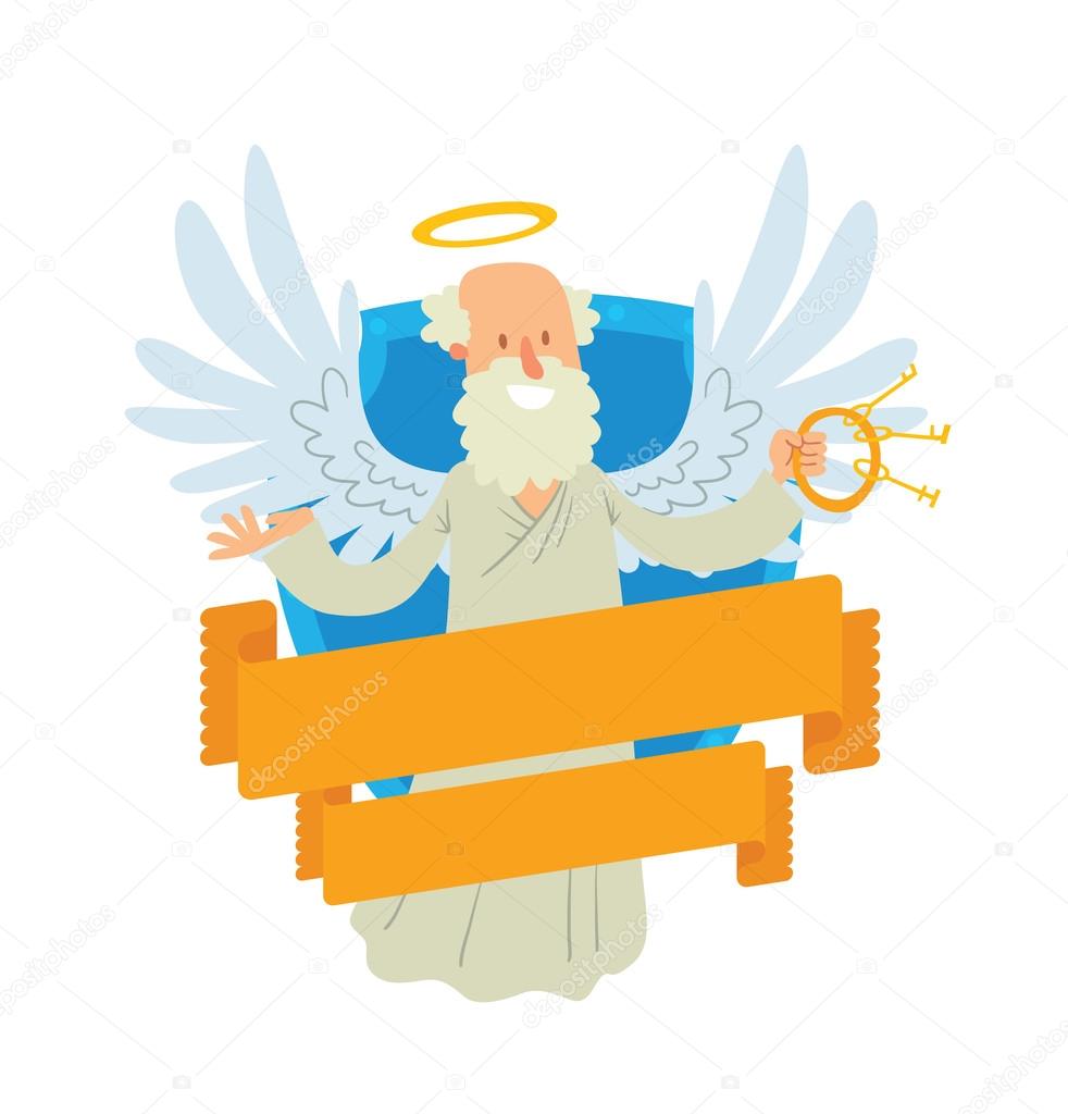 Emblem, old male angel with gray hair and beard Stock Vector Image by ...