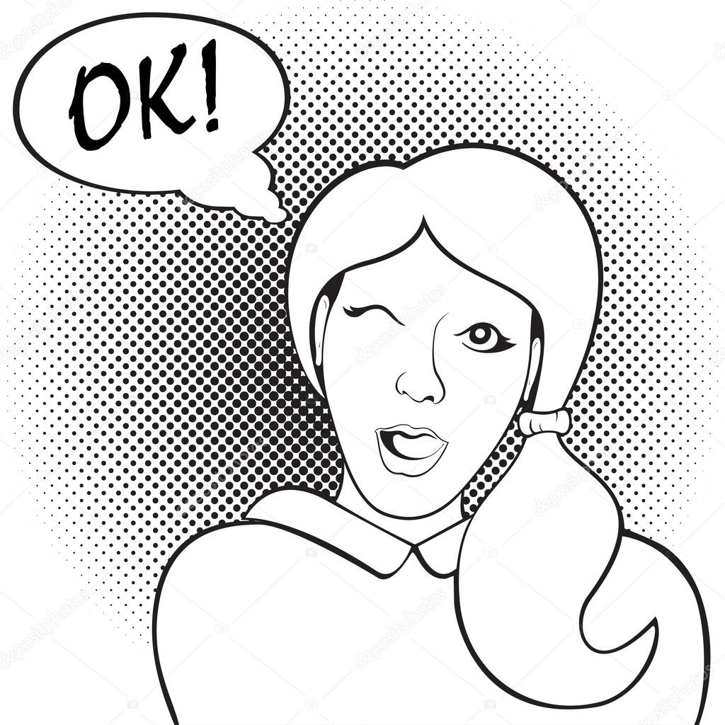 Happy funny young winking cartoon woman. Stock Illustration by ...