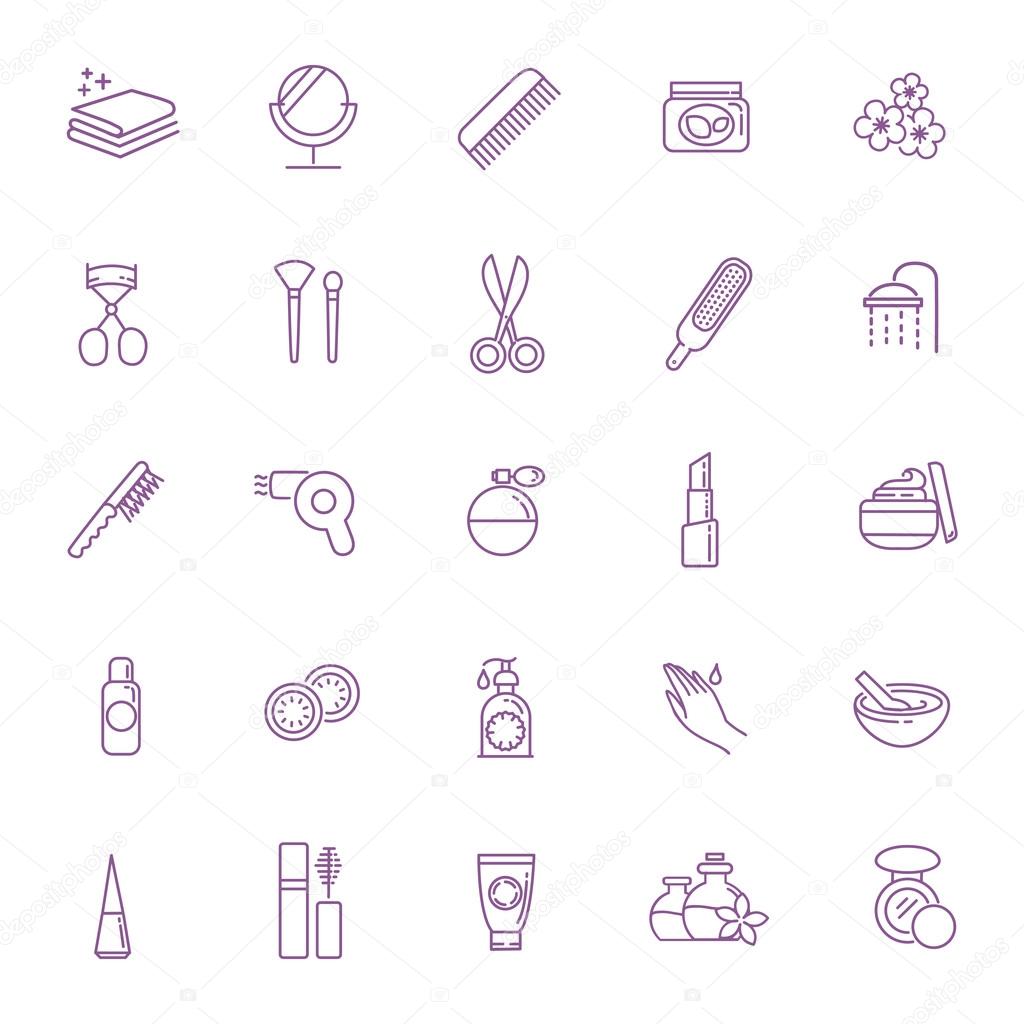 Beauty icons set. Cosmetic and fashion — Stock Vector © tettygreen ...