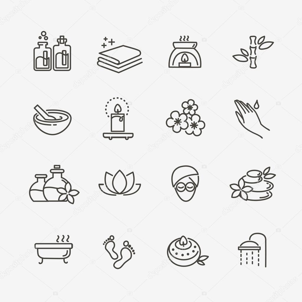 Outline web icon set - Spa and Beauty Stock Vector by ©tettygreen ...