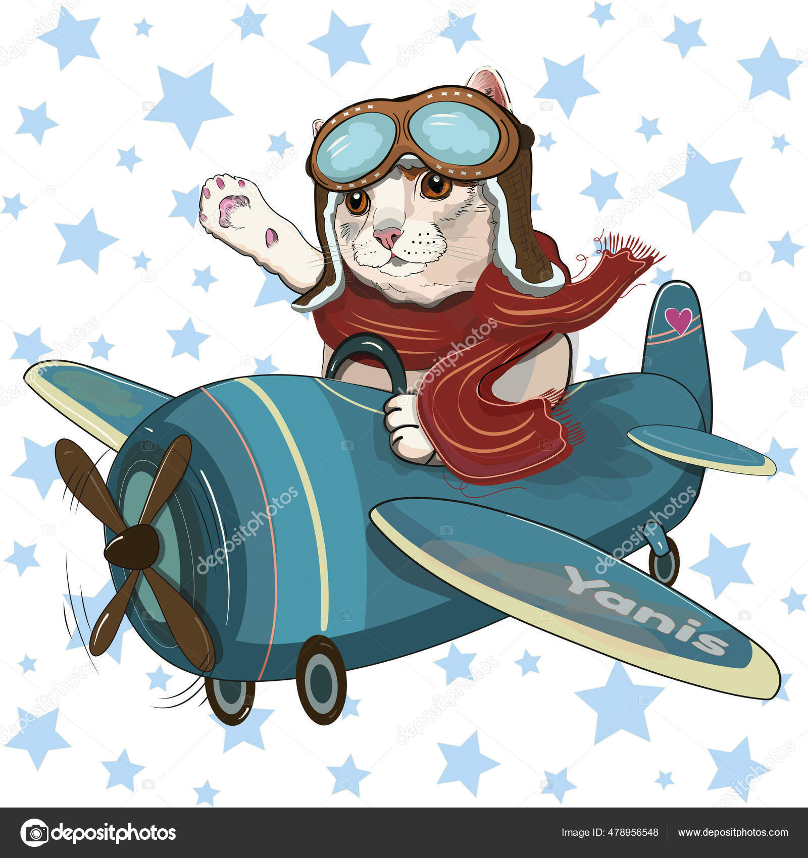 Cat Boy Pilot Star Backgrounds Vector Illustration Stock Vector Image ...