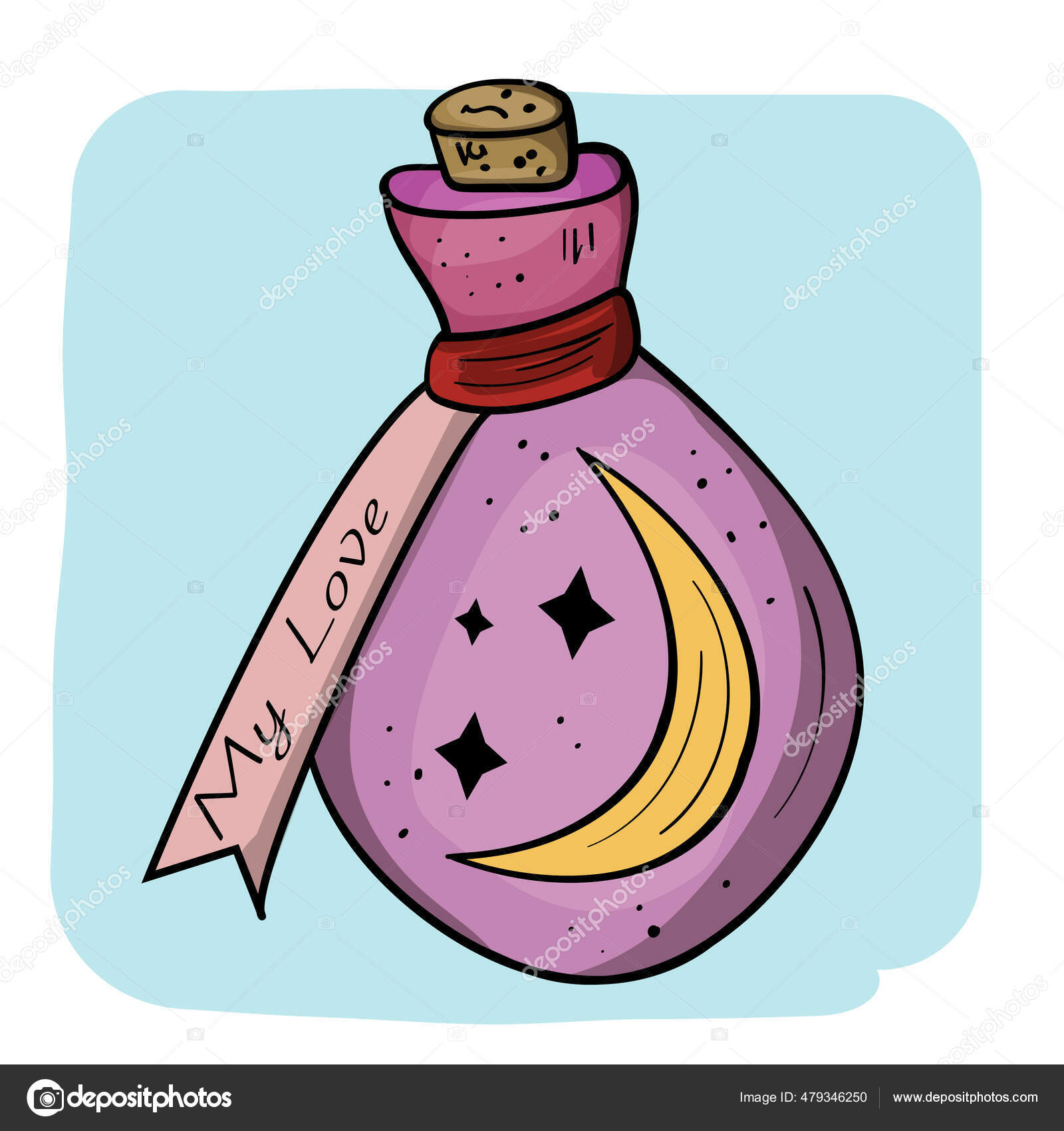 Magic Elixir Hand Drawn Illustration Clip Art Love Vector Stock Vector ...