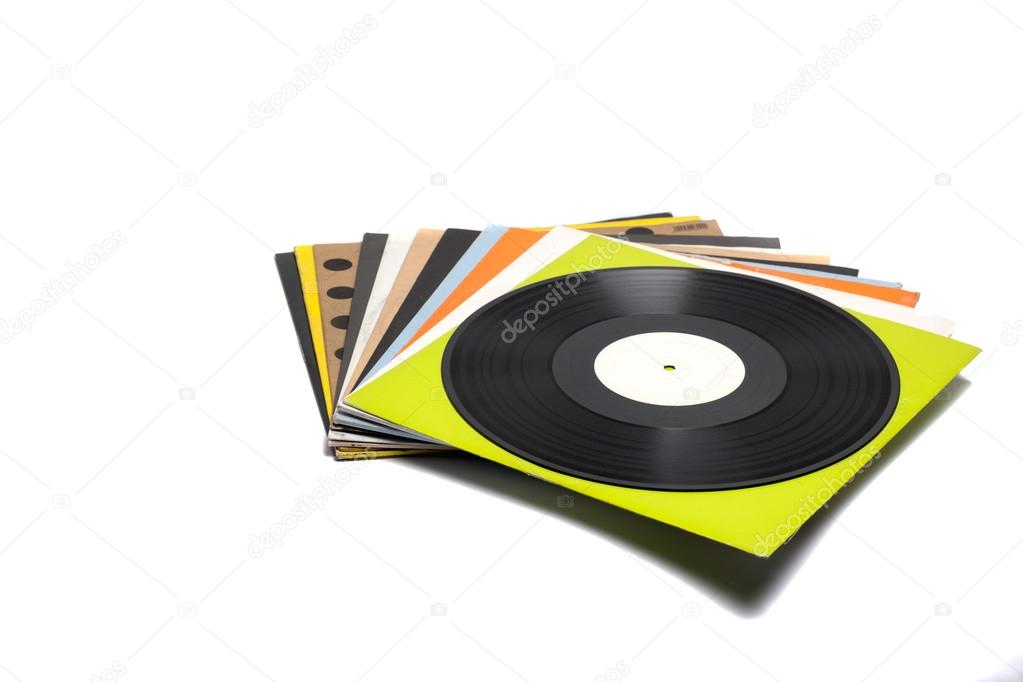 Colorful vinyl records on white background Stock Photo by ...