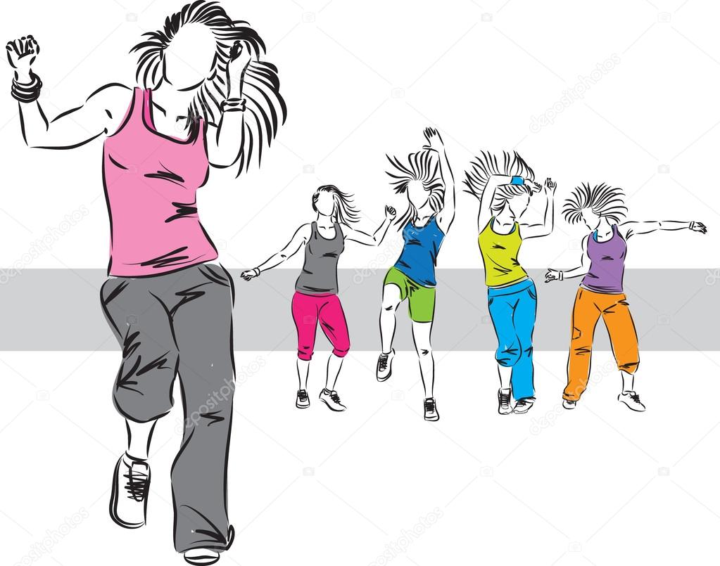 Women dancers group illustration E Stock Vector by ©MoniQcCa 116864584